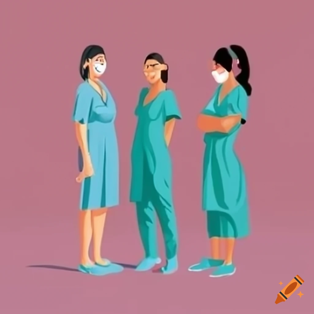 Group of female doctors in minimalist style on Craiyon