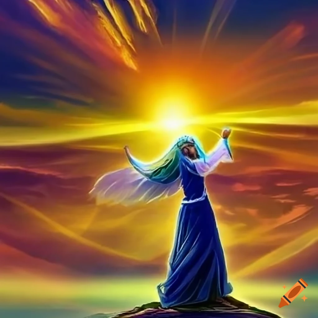 Illustration of divine healing light shining on a dying person on Craiyon