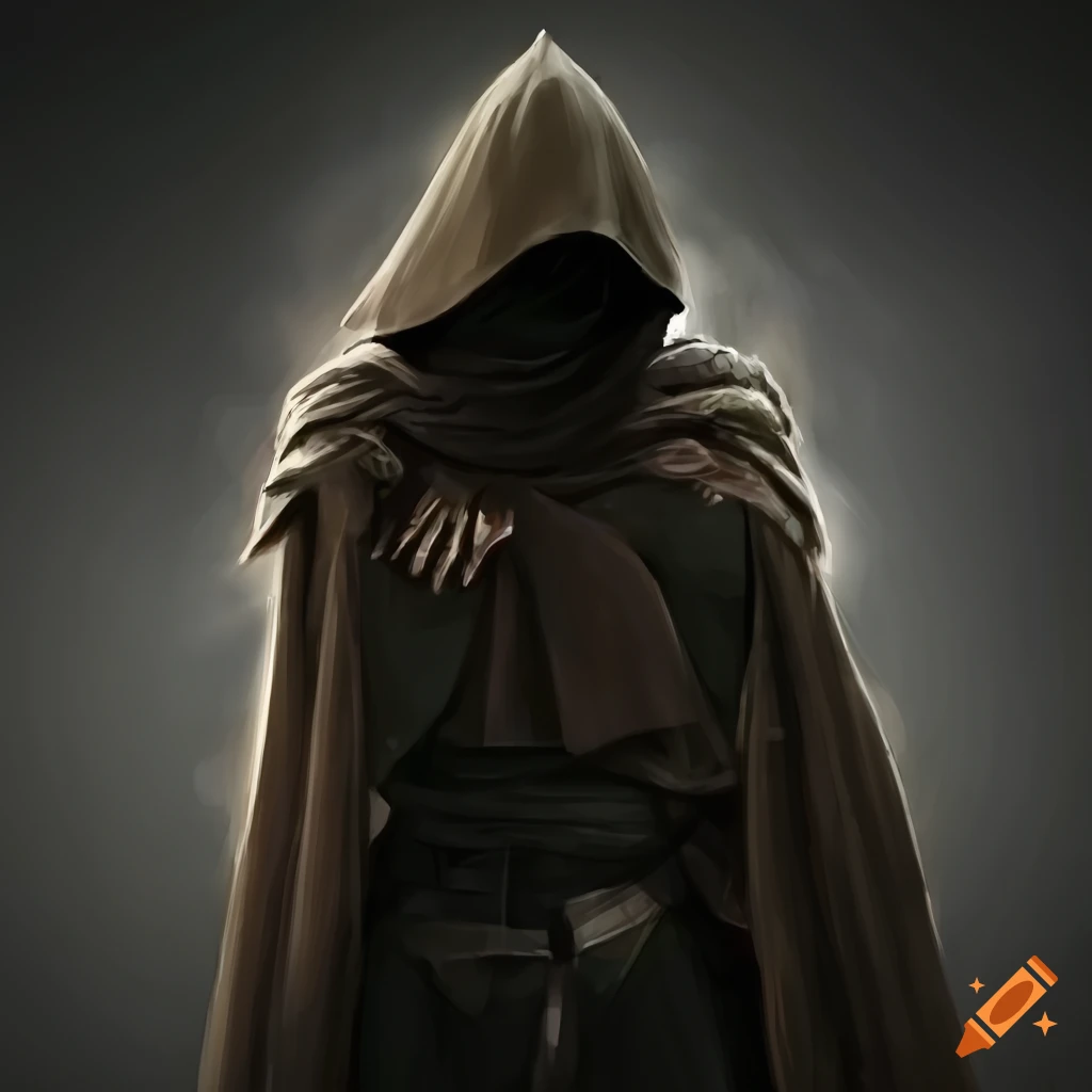 Medieval fantasy ranger with mask, hood, and poncho in medium armor on ...