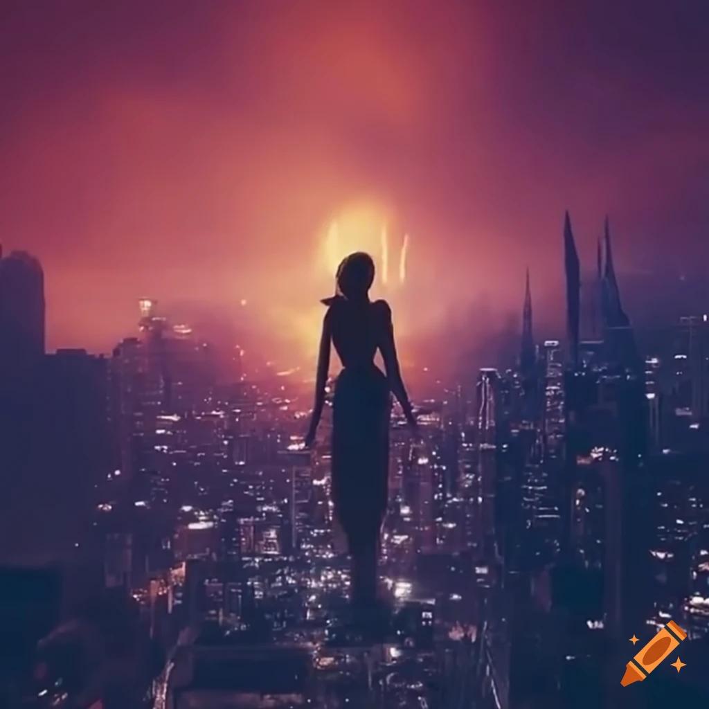 Angel overlooking a city in flames from behind on Craiyon
