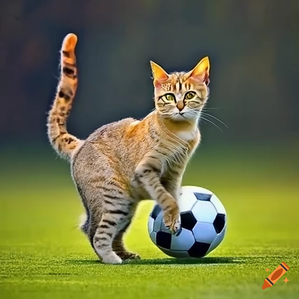 Cat playing football in a galaxy on Craiyon