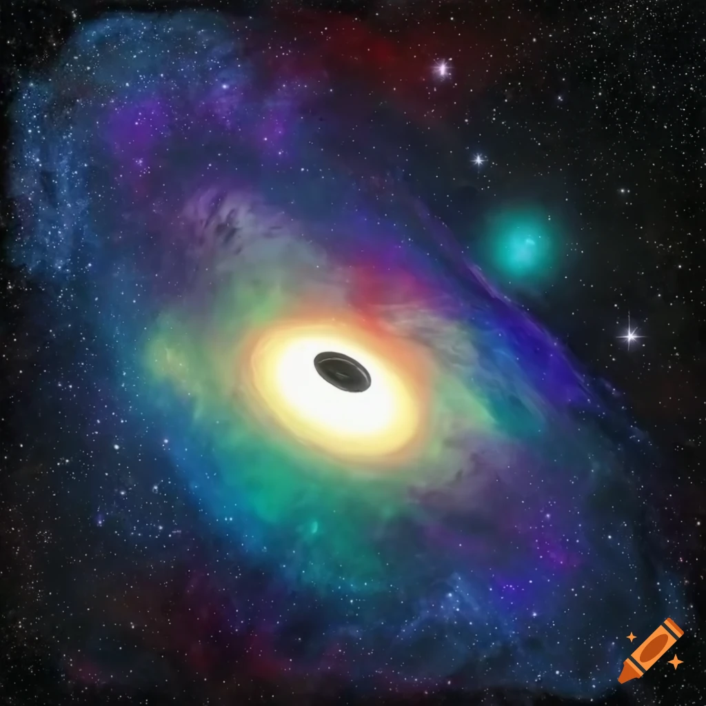 Cosmic realm with mesmerizing black hole surrounded by shimmering stars ...