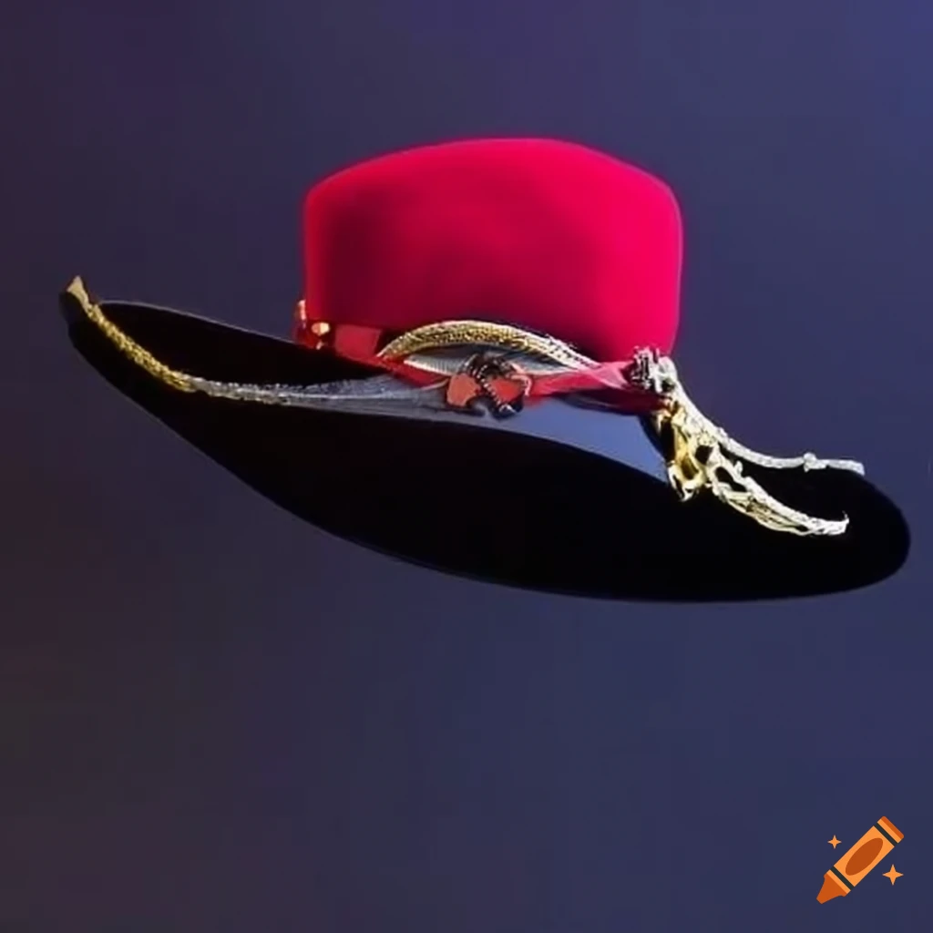 Scarlet high-tech pirate hat with glowing accents on Craiyon