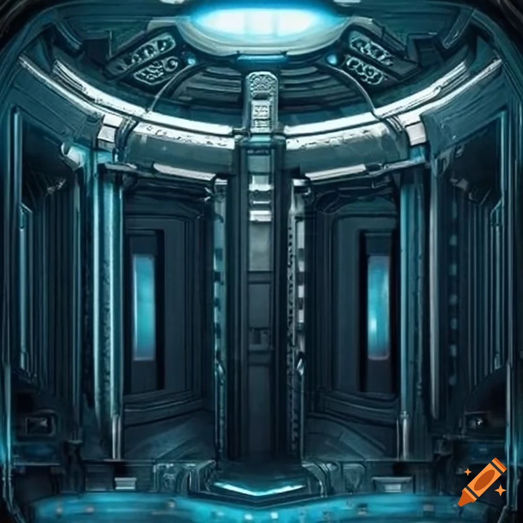 Interior of a futuristic sci-fi elevator on Craiyon