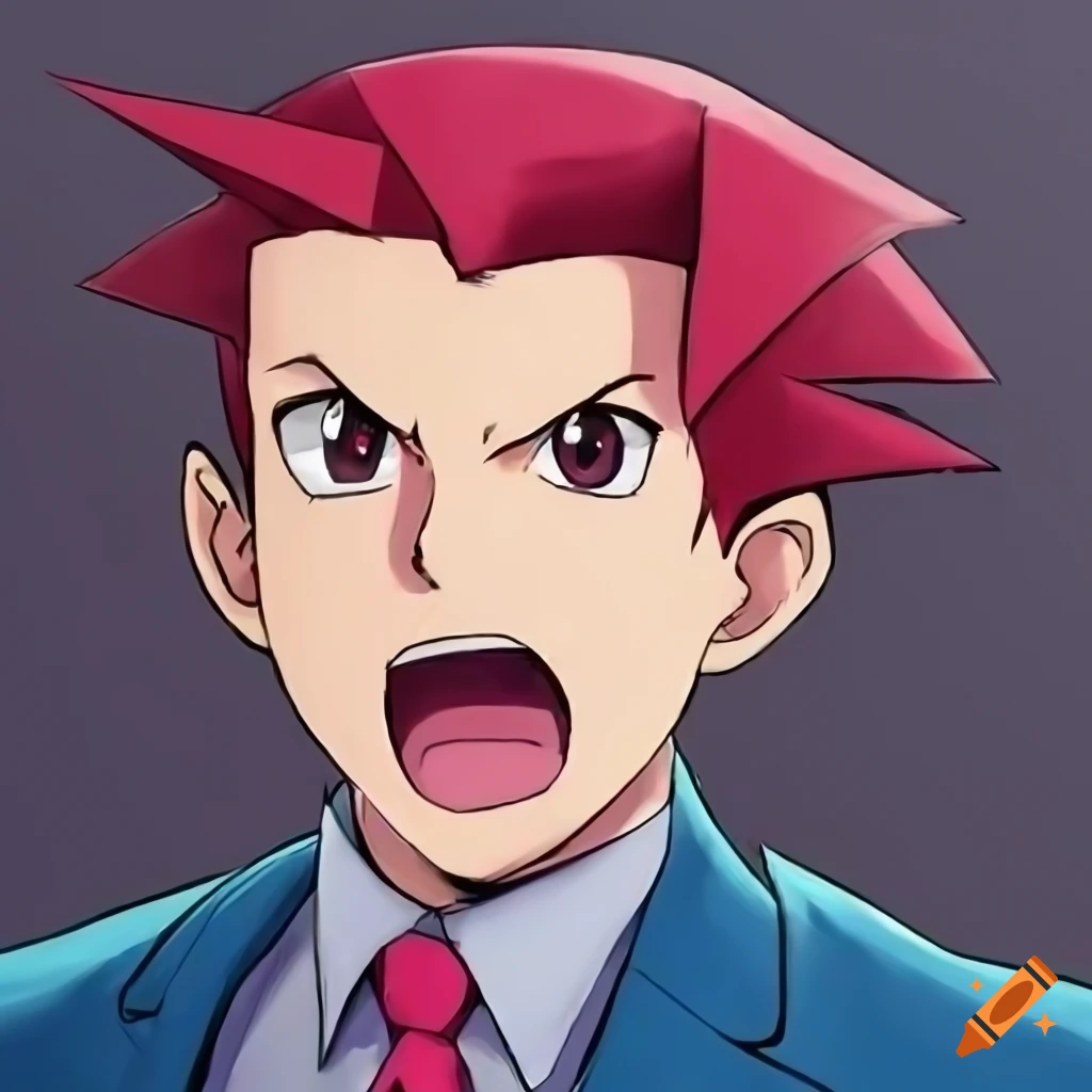 Phoenix wright with red hair in pokemon art style on Craiyon