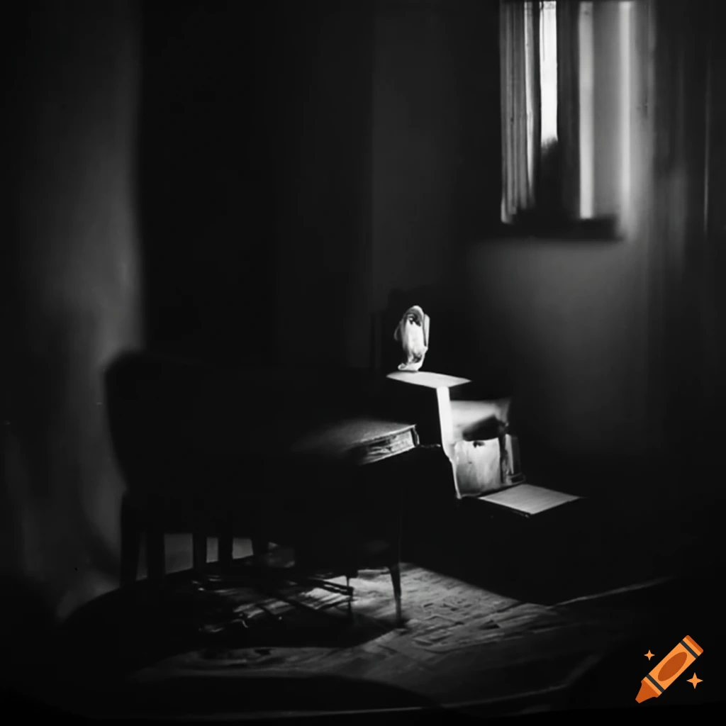 Distorted table from a dark German Expressionism film on Craiyon