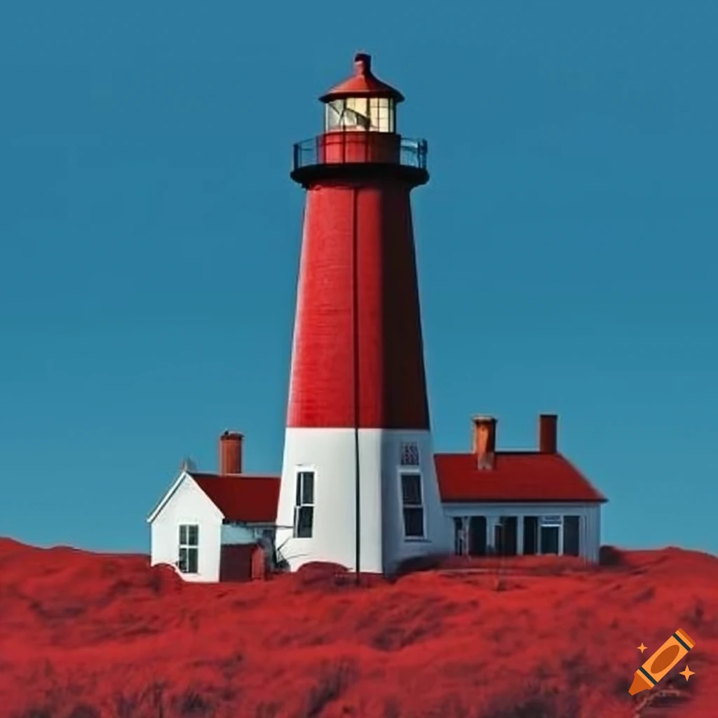New england lighthouse with red moss on Craiyon