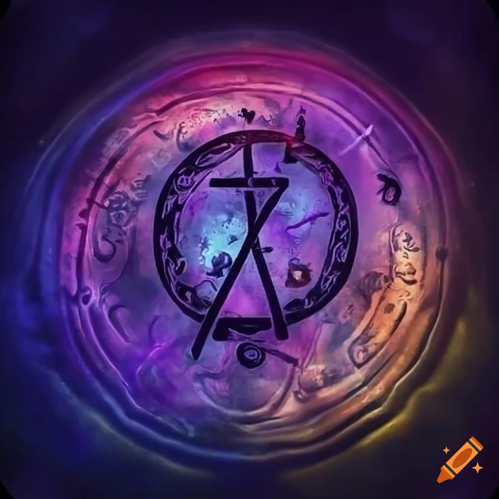 Ancient fantasy text with magic and a sigil circle of mana on Craiyon