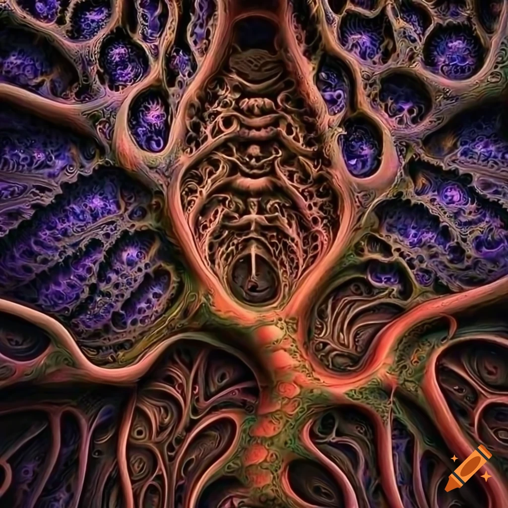 Colorful fractal root patterns resembling a jungle, highly detailed on ...