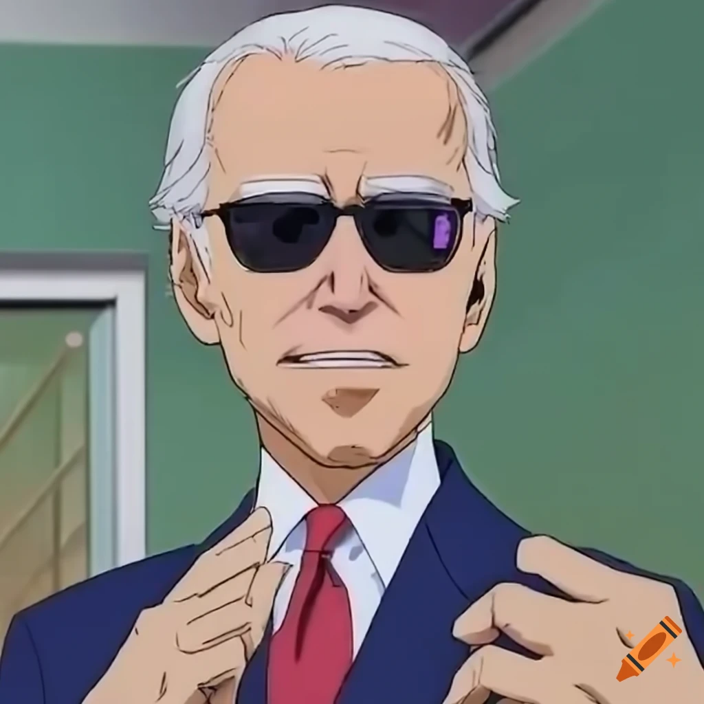 Joe biden wearing sunglasses in haikyuu anime on Craiyon