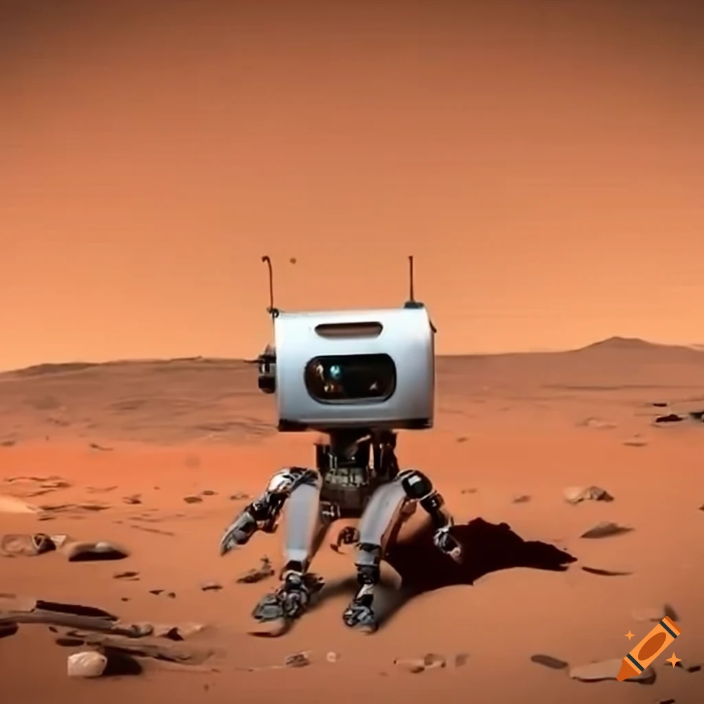 Sad little robot on mars on Craiyon