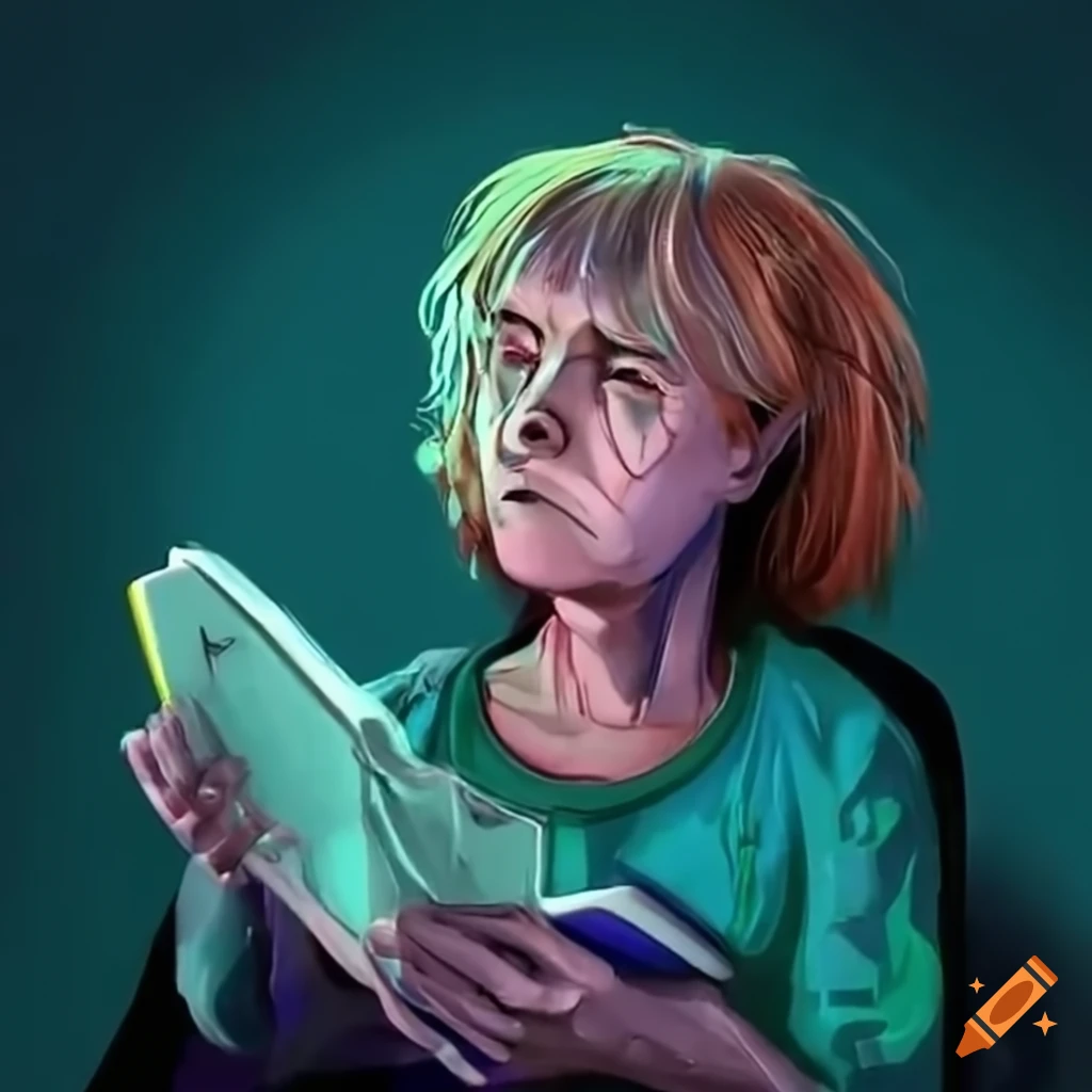 Bored and unhappy reader of a technical manual on Craiyon