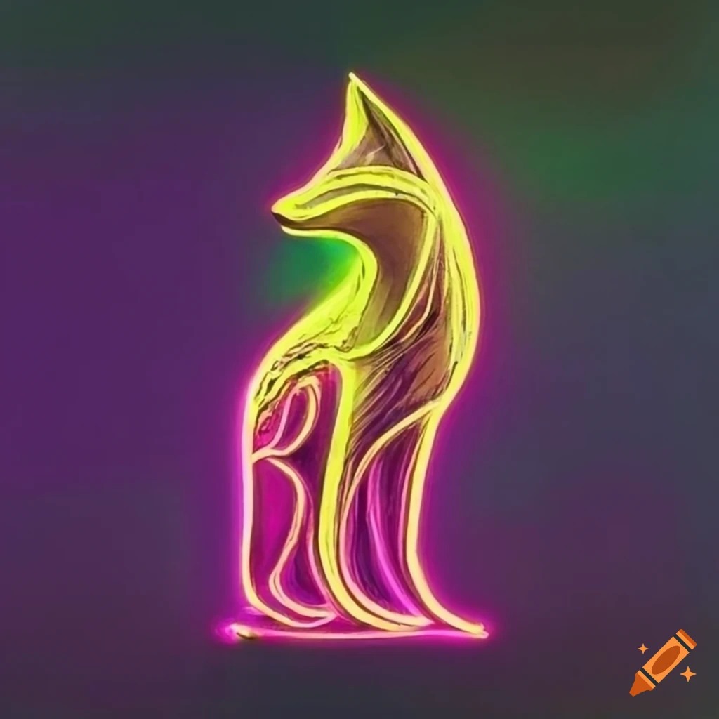 Max ernst neon magenta wolf in yellow neon triangle on black background ...