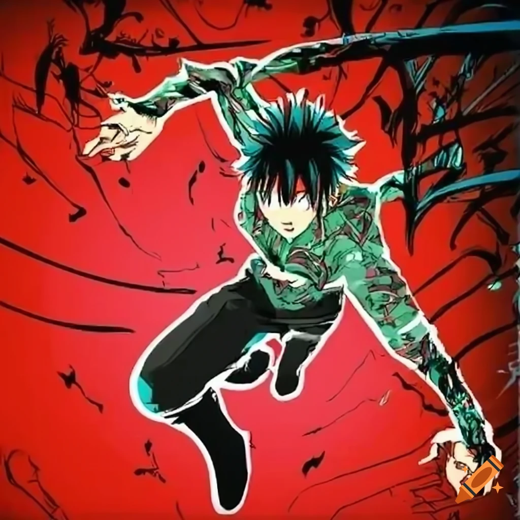 Manga hero using his ultimate attack on Craiyon