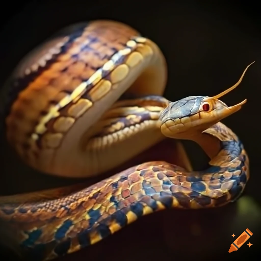Snake with a snail shell on its back on Craiyon