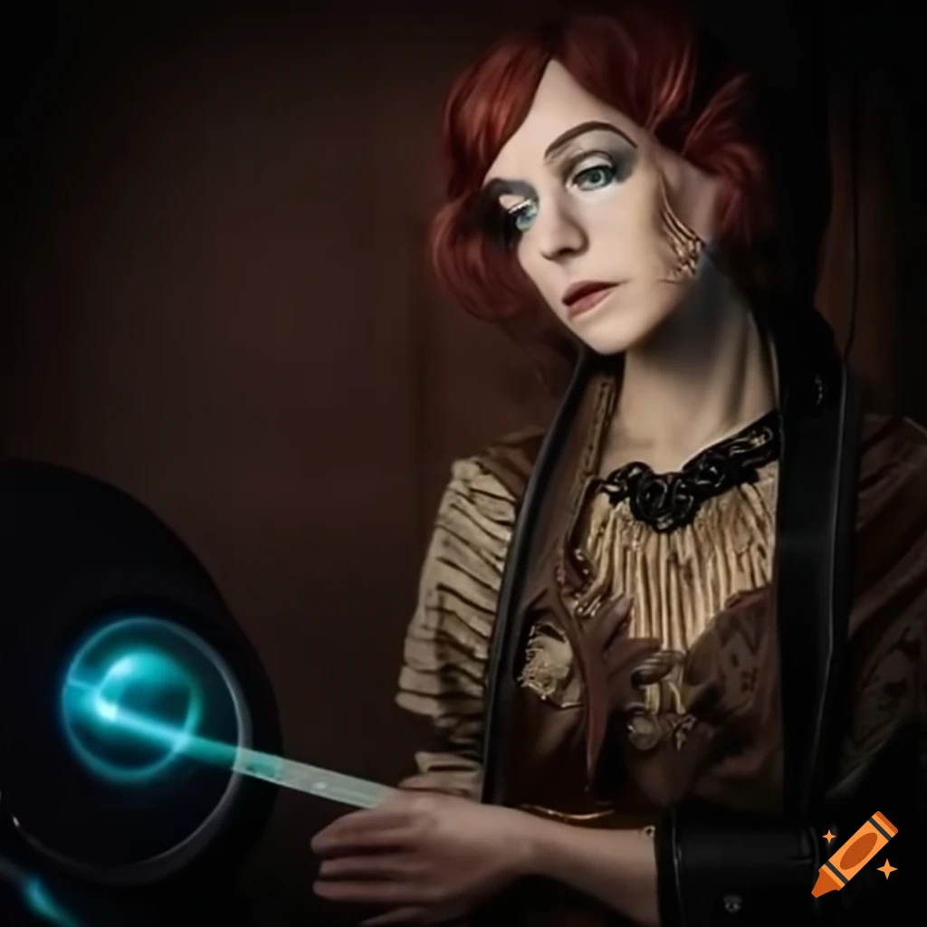 Clockwork lady in a sci-fi world on Craiyon