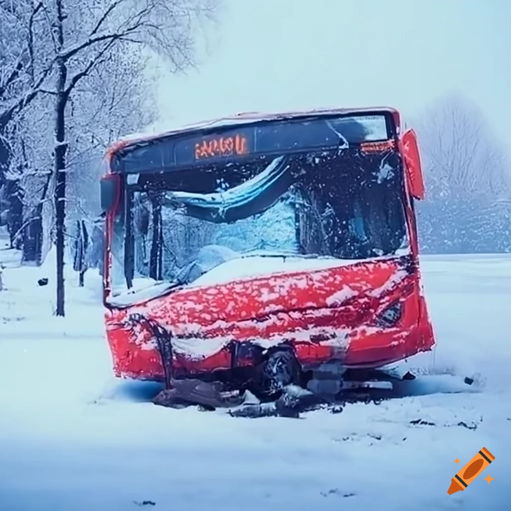 Bus accident under the snow on Craiyon