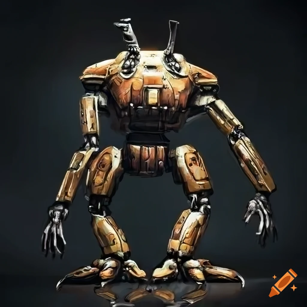 Masterful and intricate mech art on black background on Craiyon