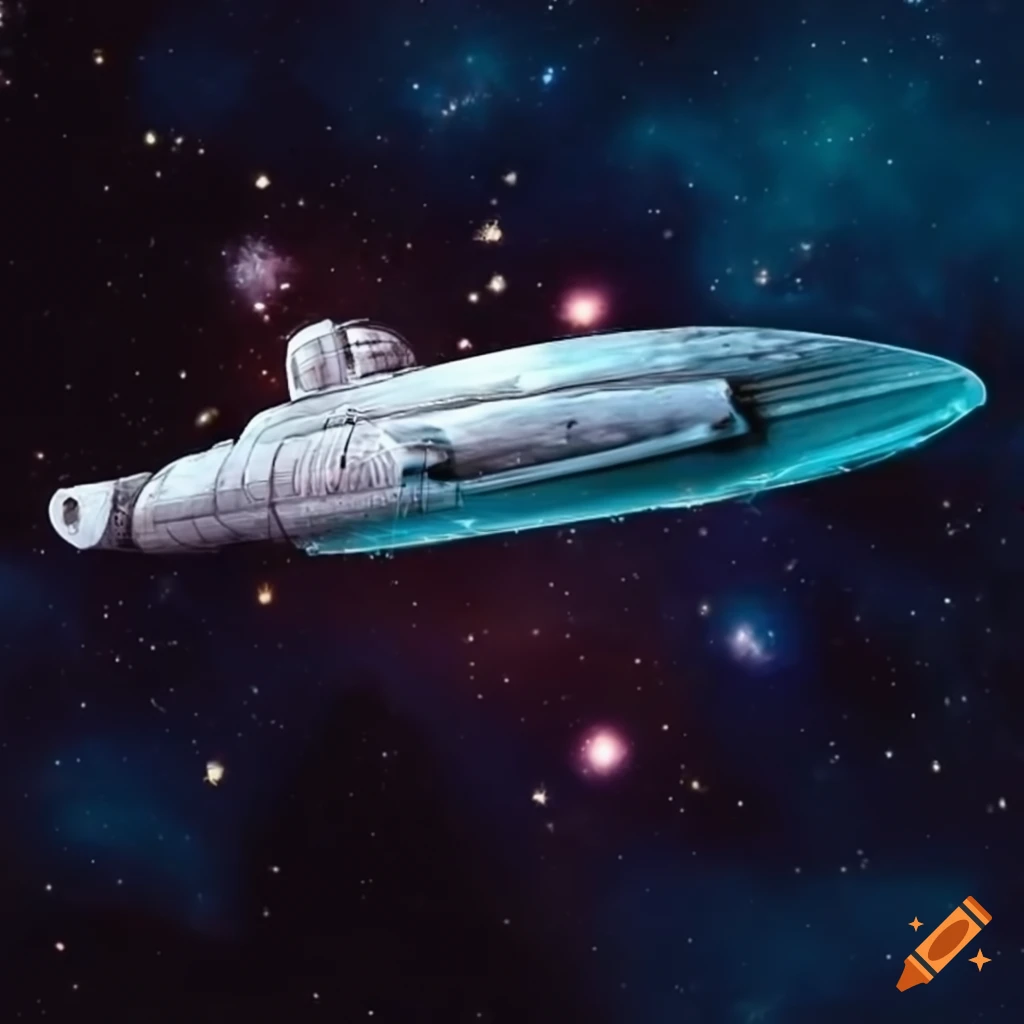 Small spaceship in the universe on Craiyon