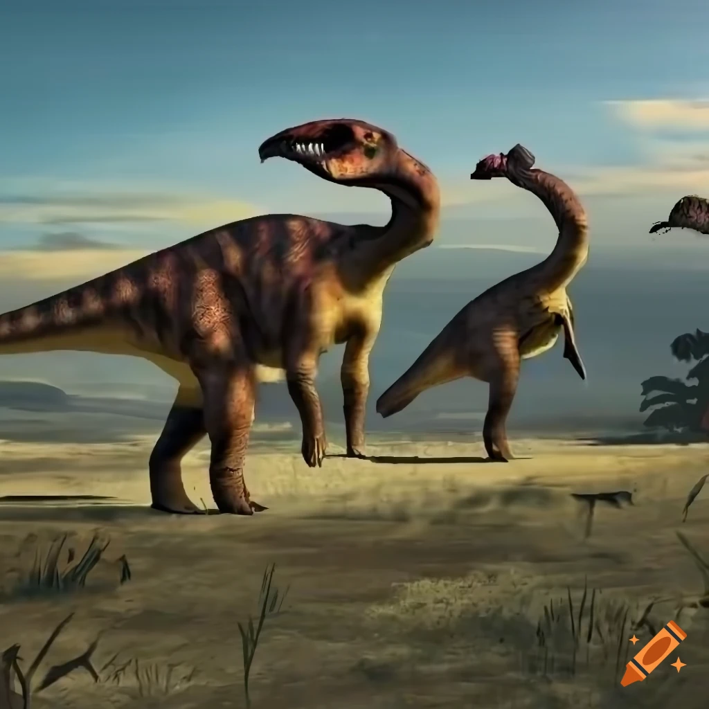 Accurate Hadrosaurus dinosaur with wild boar piglet color pattern in ...