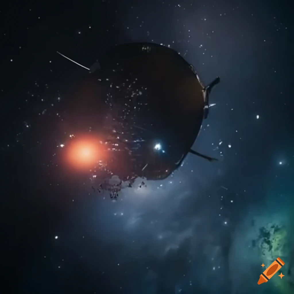 View from high tech window inside a rocket ship looking at the night ...