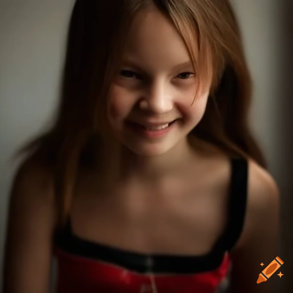 Smiling girl sitting on Craiyon