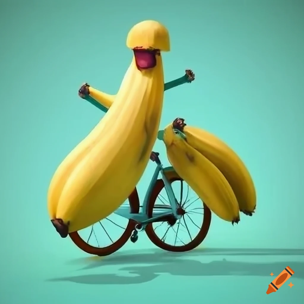 Bananas riding a bicycle on Craiyon