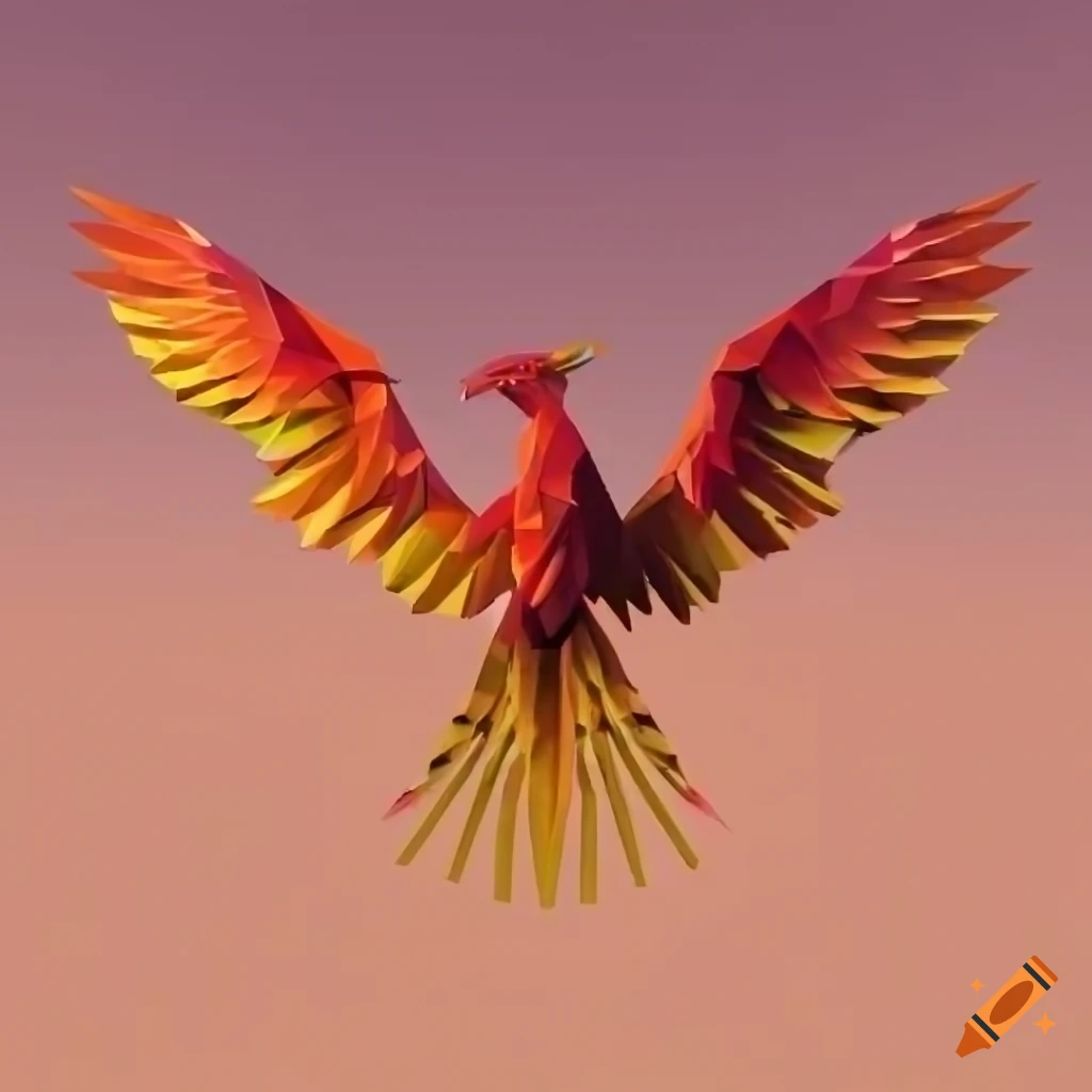 Low poly phoenix illustration on Craiyon