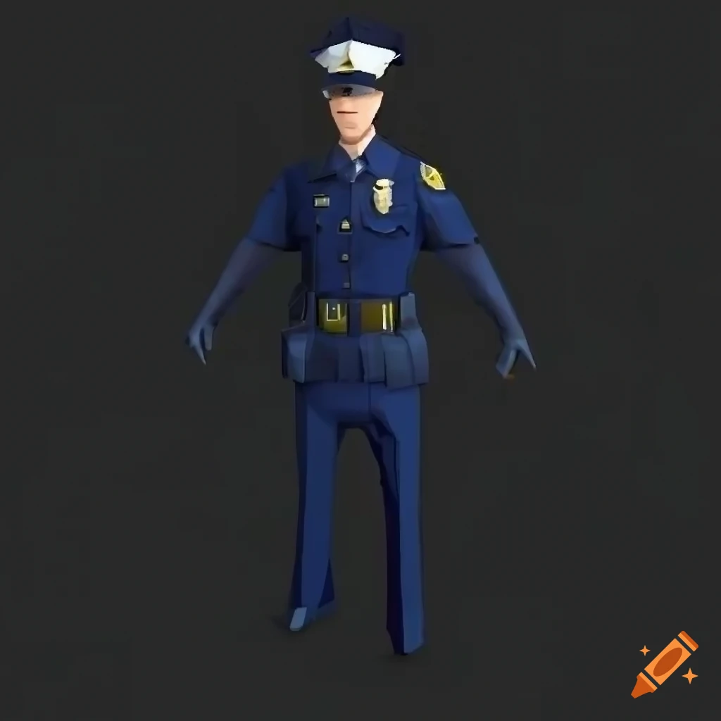 Low-poly n64 retro-video-game police officers 3d model on Craiyon