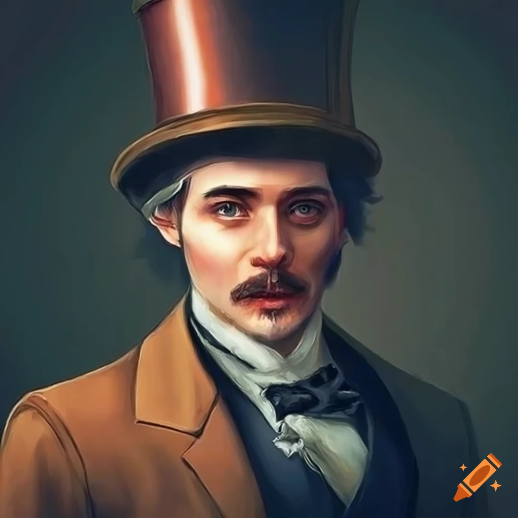 Serious posh gentleman in victorian attire with top hat on Craiyon