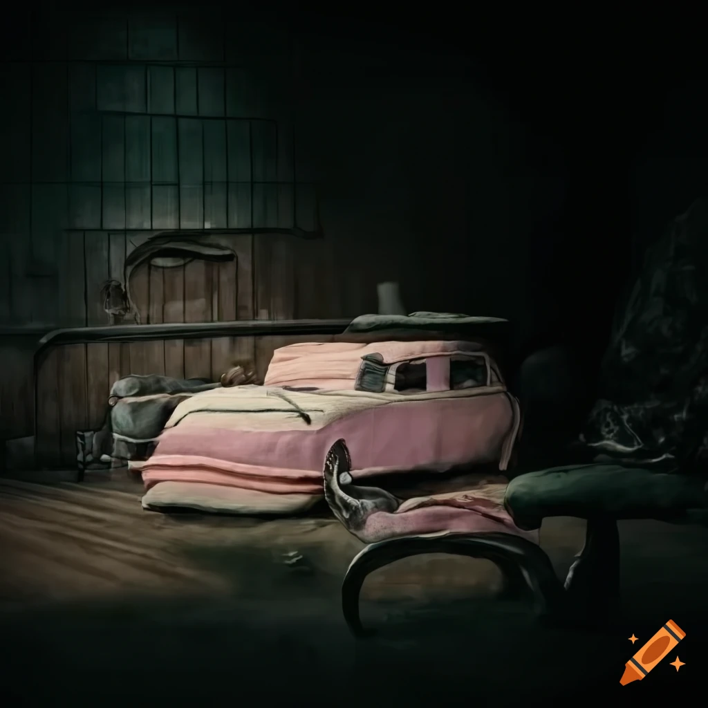 Sleepy bed in a pastel countryside barn on Craiyon