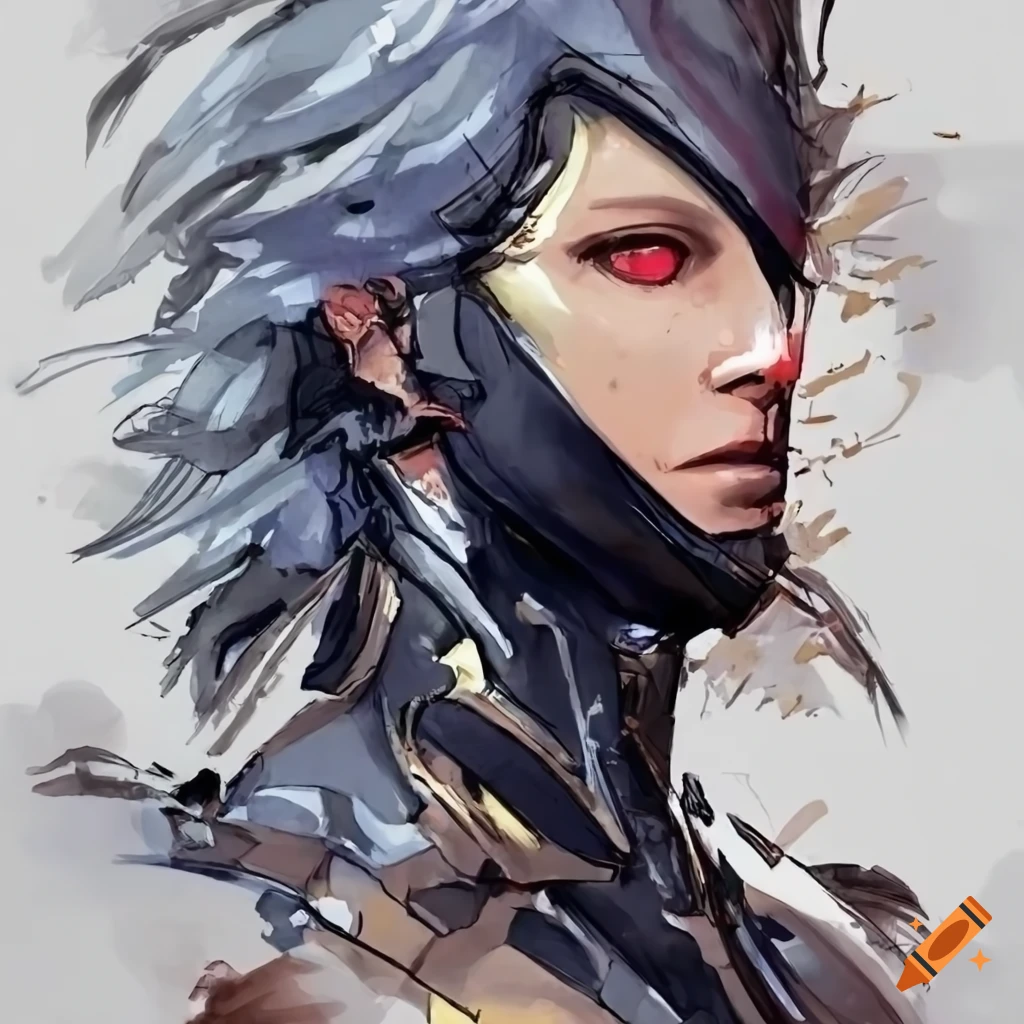 Raiden from metal gear rising in ancient chinese ink wash style on Craiyon