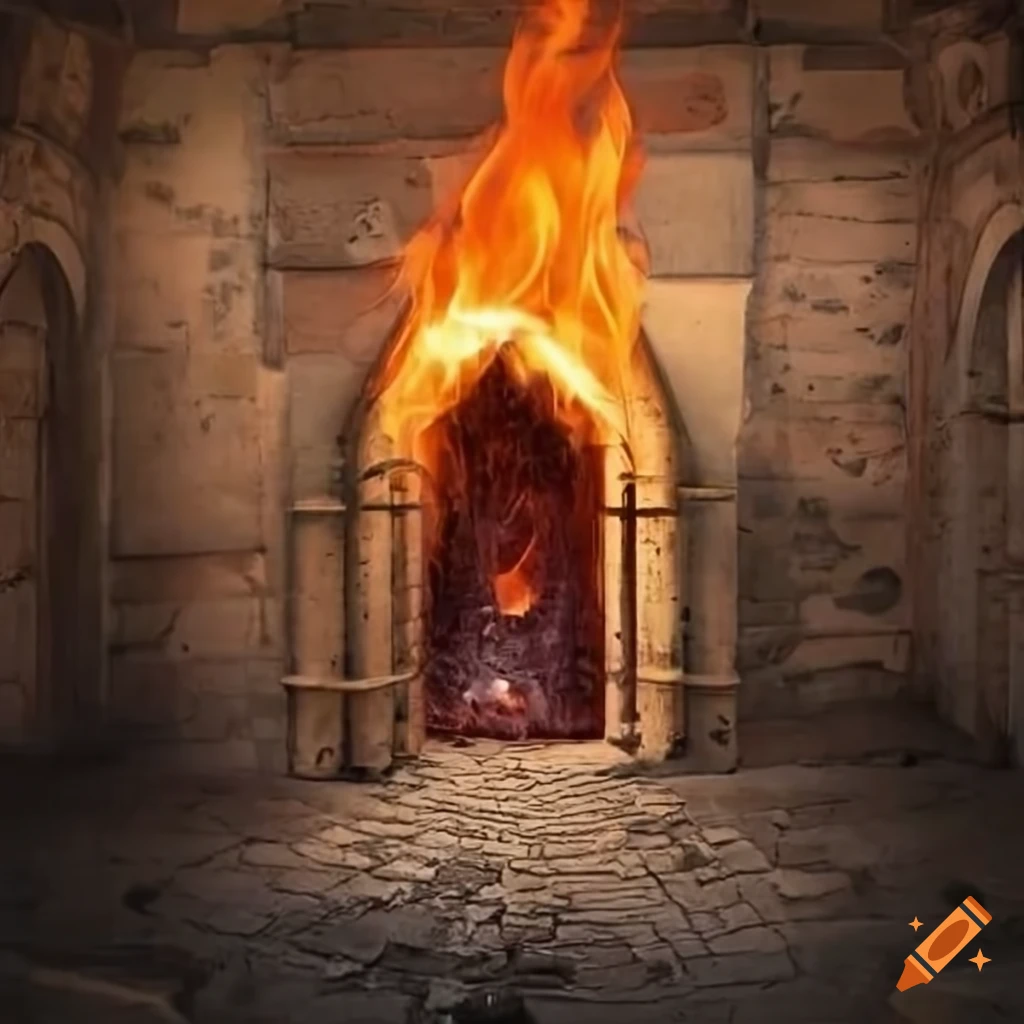 Burning medieval jail cell on Craiyon