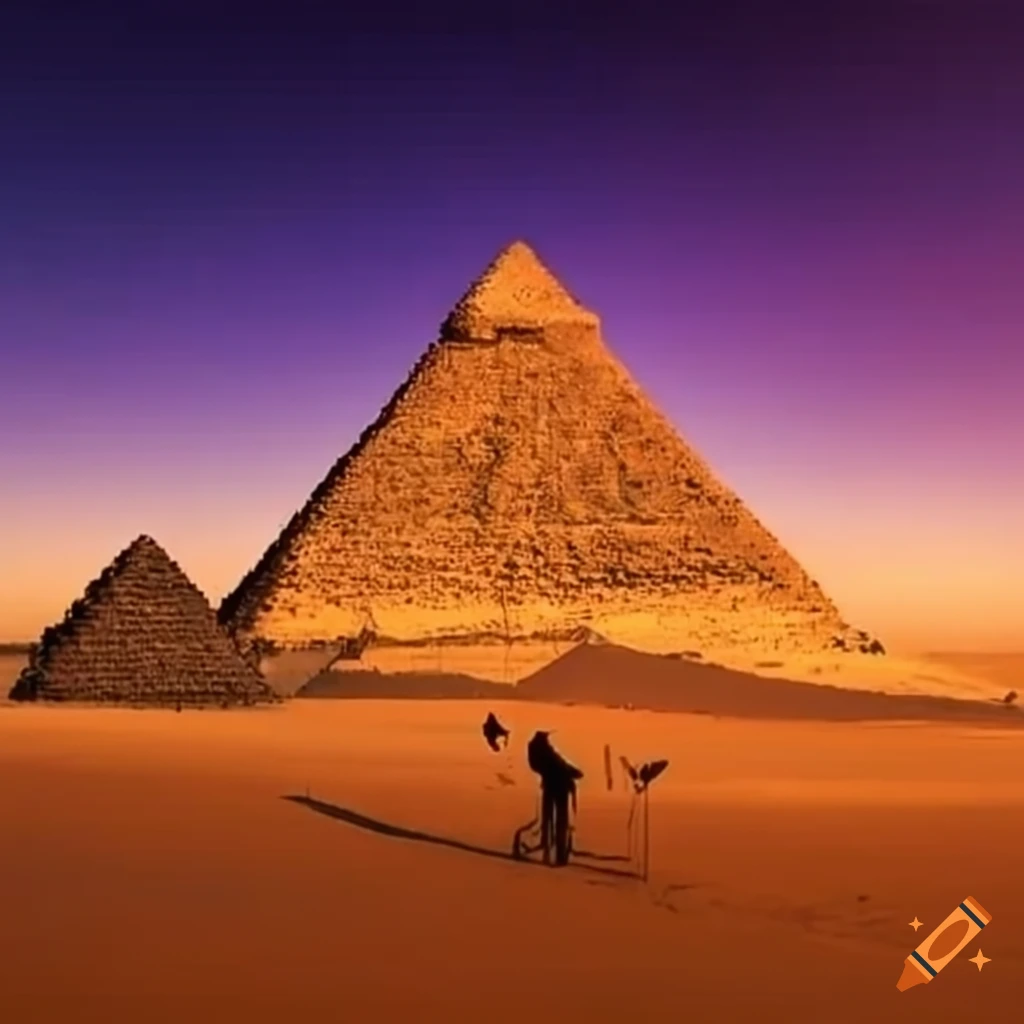 Gaza pyramids aligned with the cardinal points on Craiyon