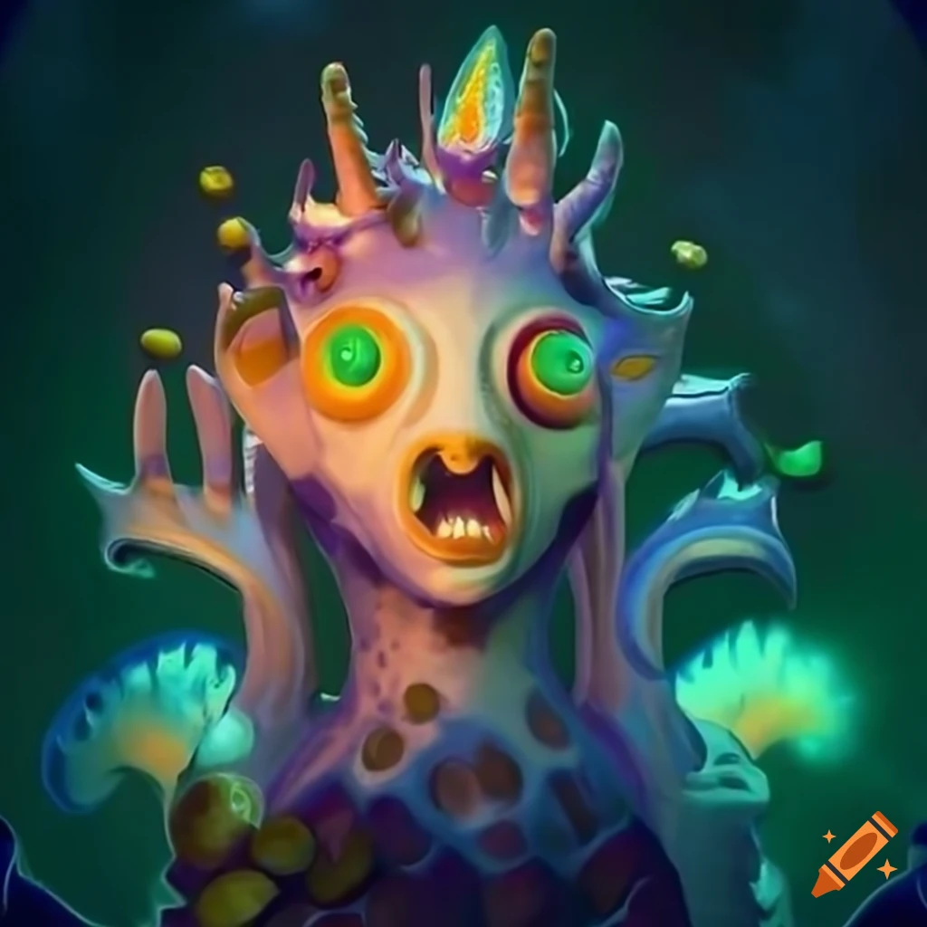 Mythical creatures and mutant omega mart lemon fruit monster in a ...