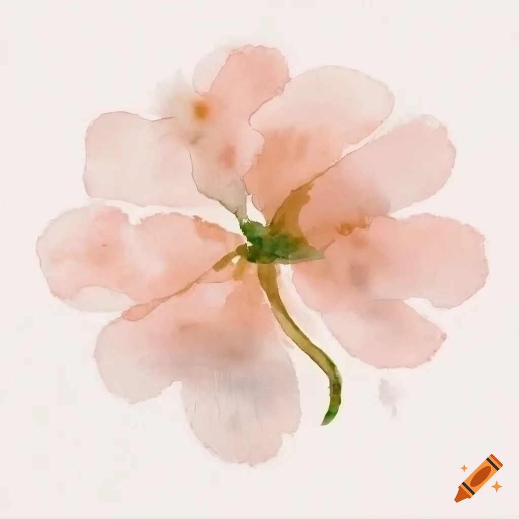 Pale flowers in rorschach ink blot style on plain white background on ...