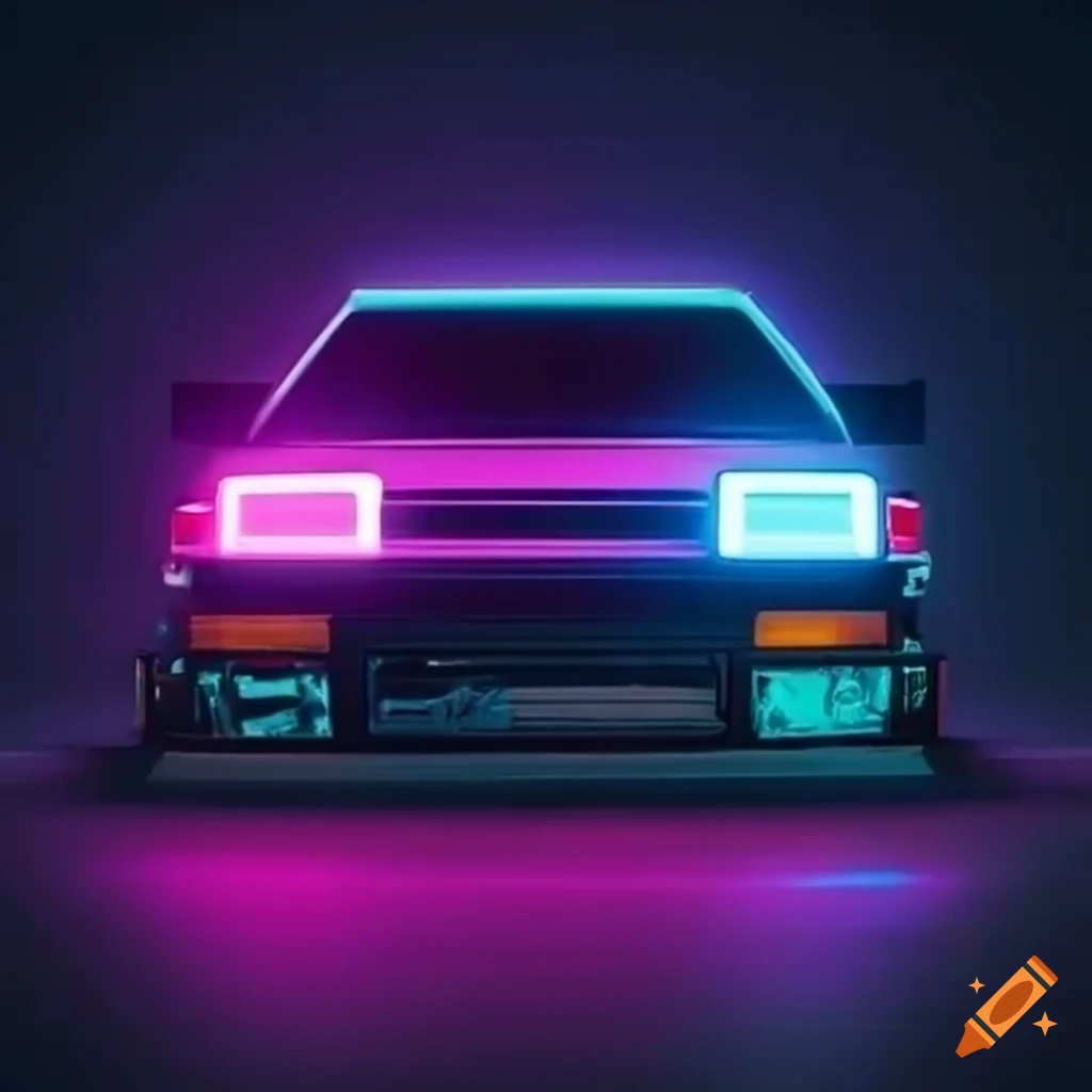 Toyota ae86 drifting at night with neon lights on Craiyon