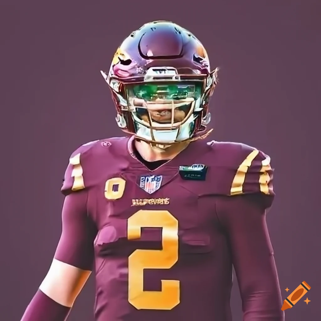 Zach wilson in washington commanders uniform on Craiyon