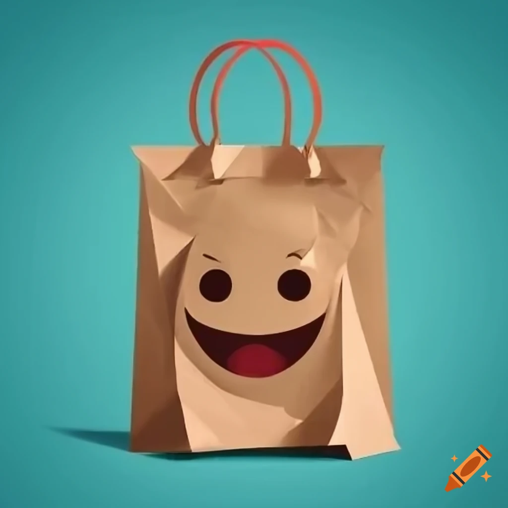 Happy face on a paper bag on Craiyon