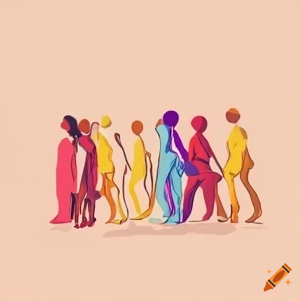 Modern line art of a group of people on Craiyon