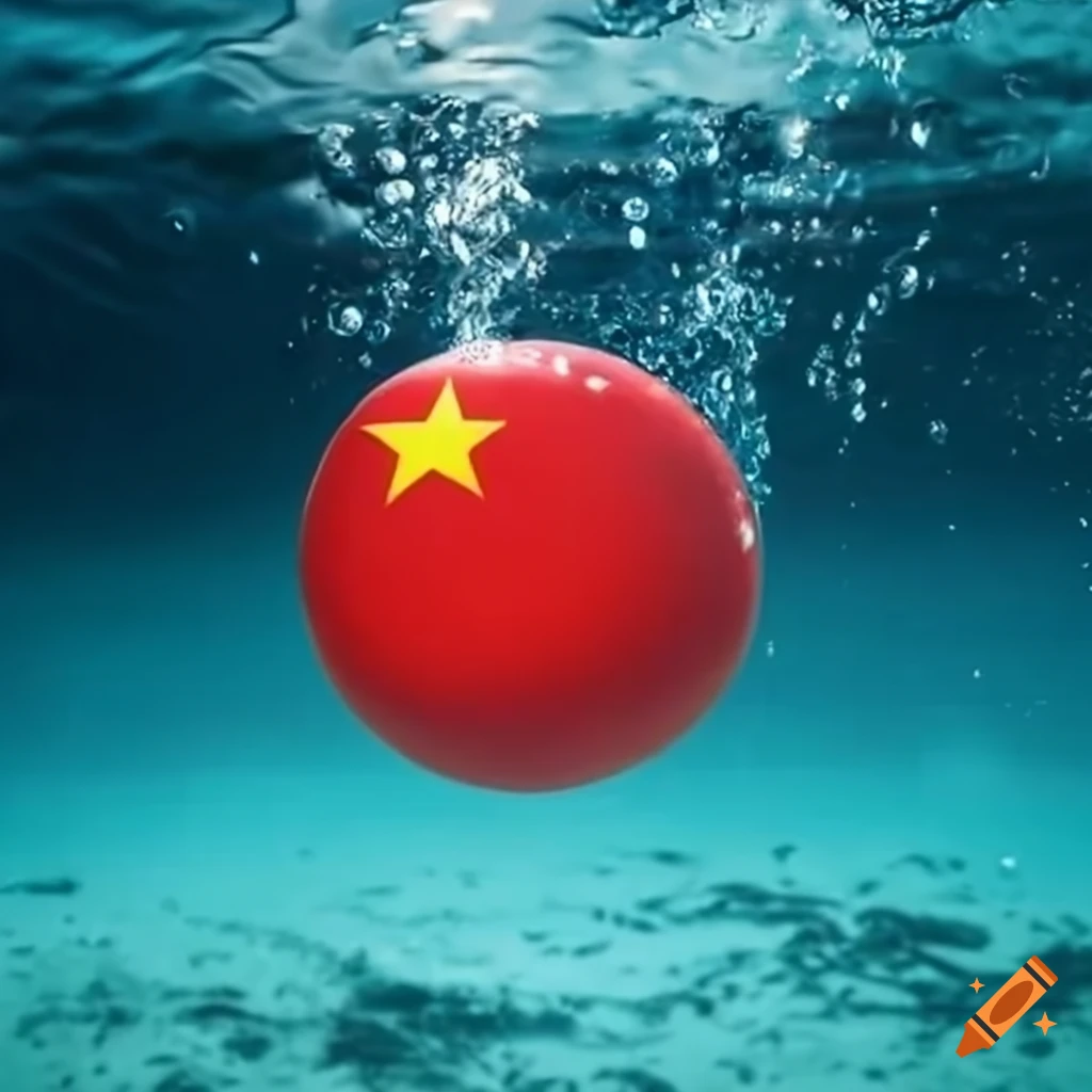 Chinese flag beach ball underwater on Craiyon