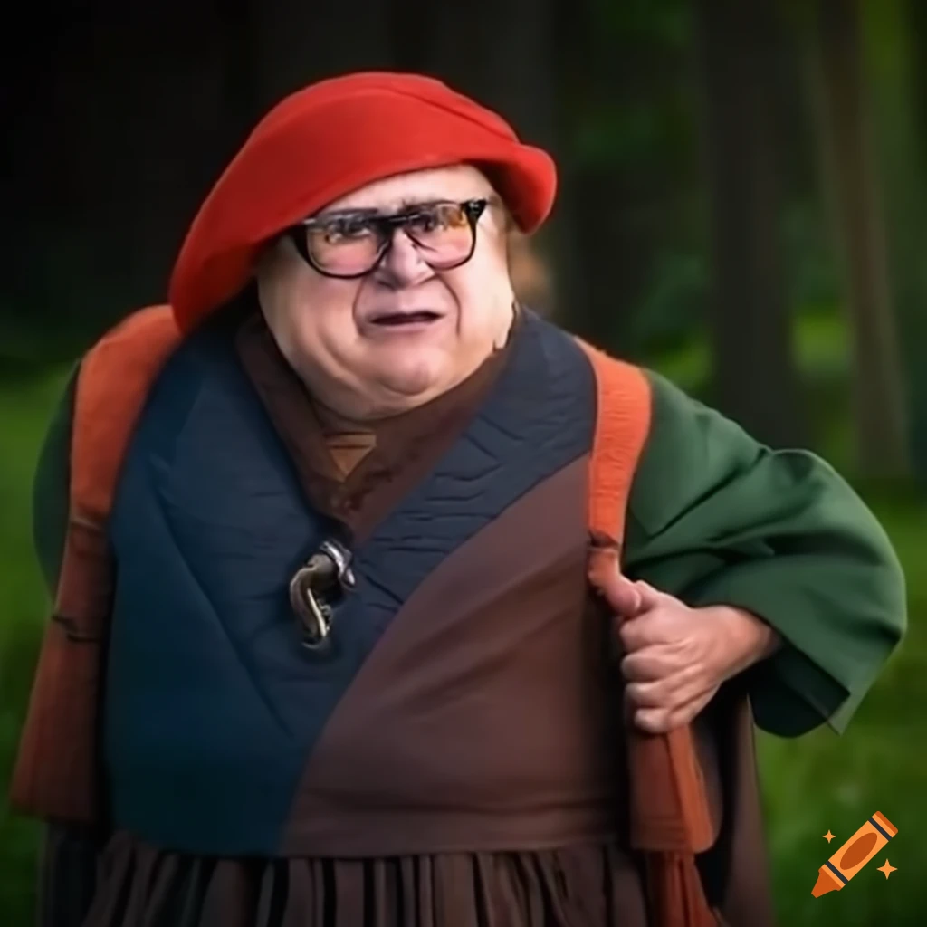 Cosplay of morshu from zelda cdi by danny devito on Craiyon