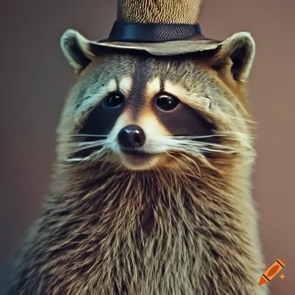 Raccoon bandit in a stylized pencil style with a hat on Craiyon