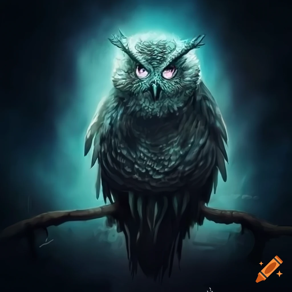 Spectral owl familiar portrait with high quality eyes on Craiyon