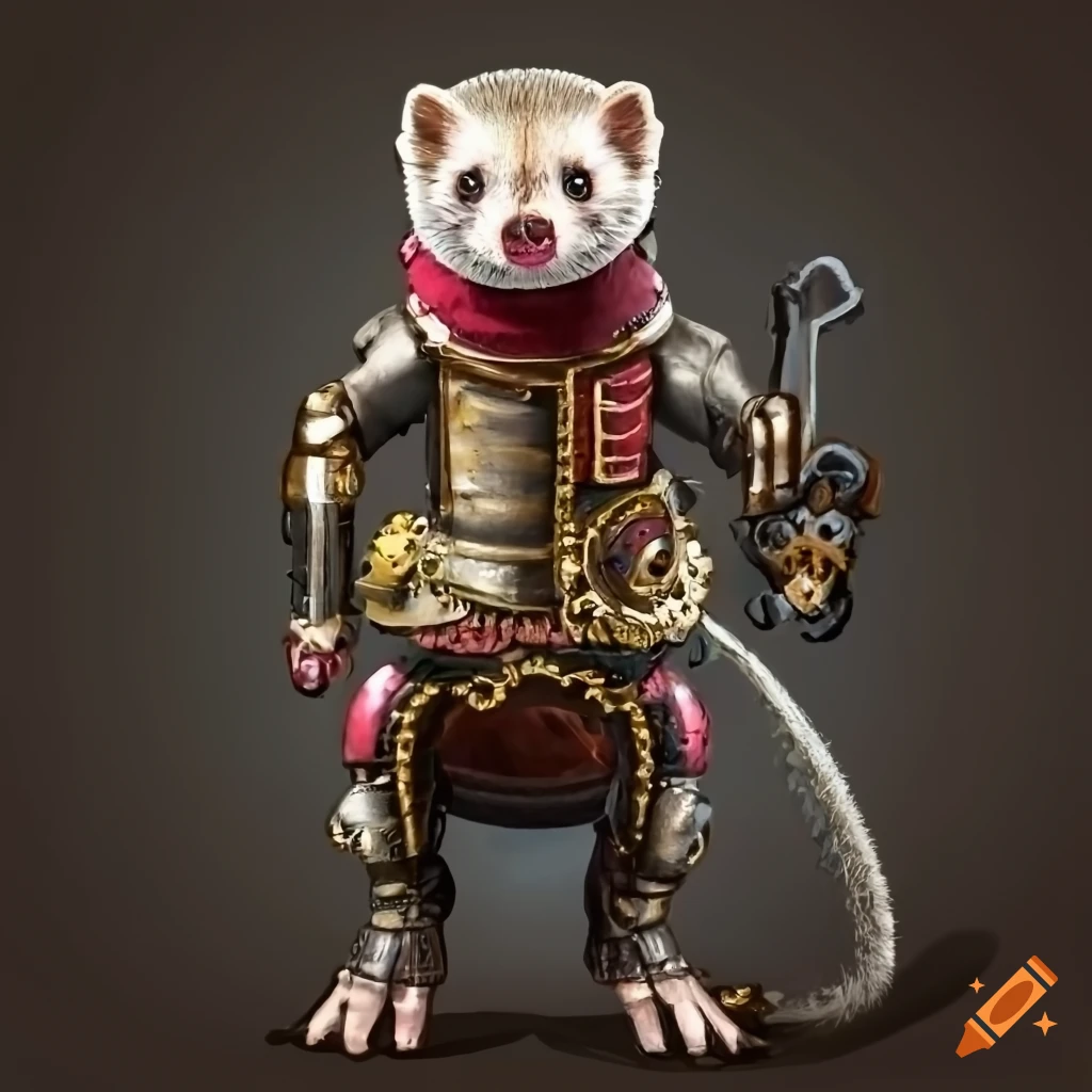 Steampunk robotic ferret in pirate attire on Craiyon