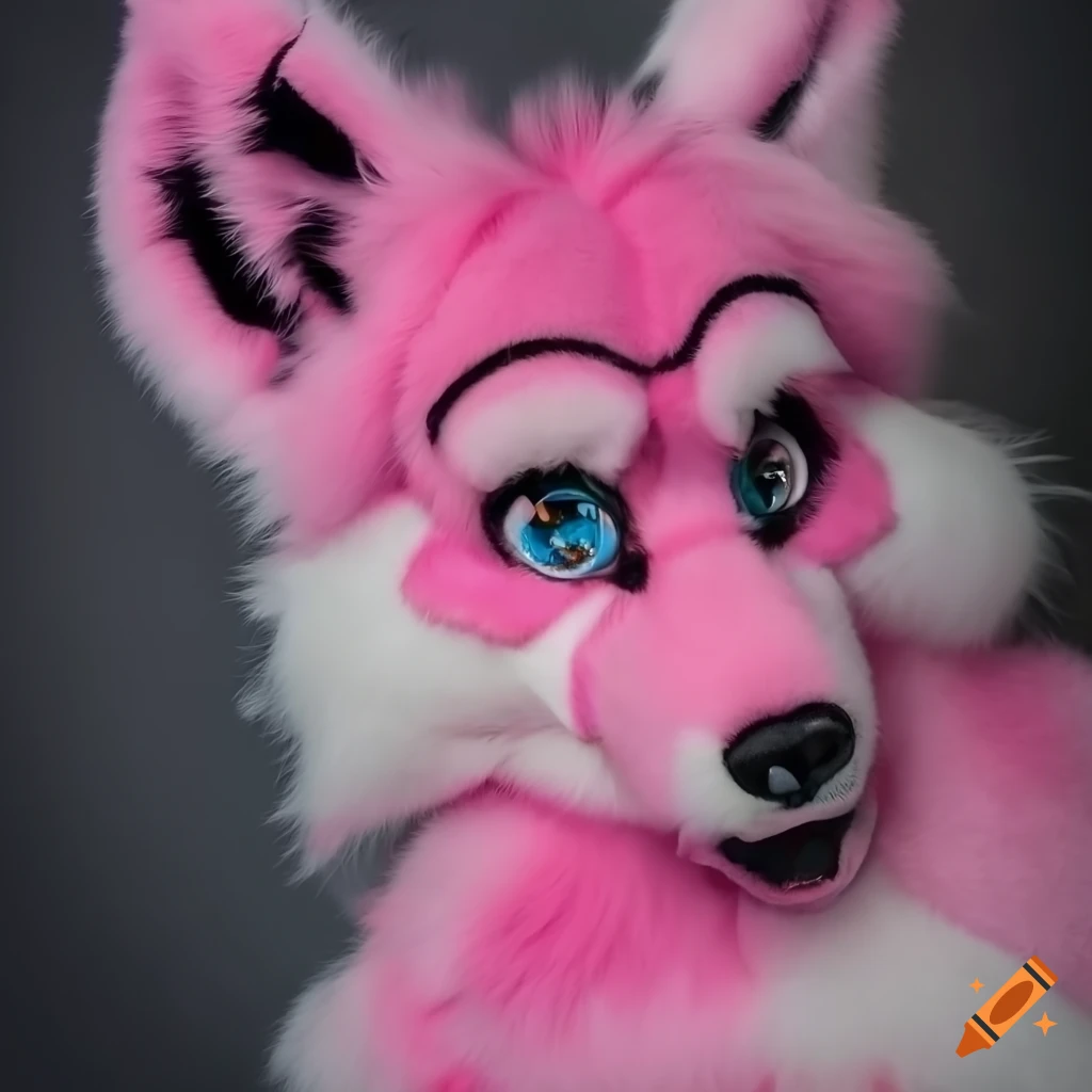 Pink fursuit with a sad expression on Craiyon