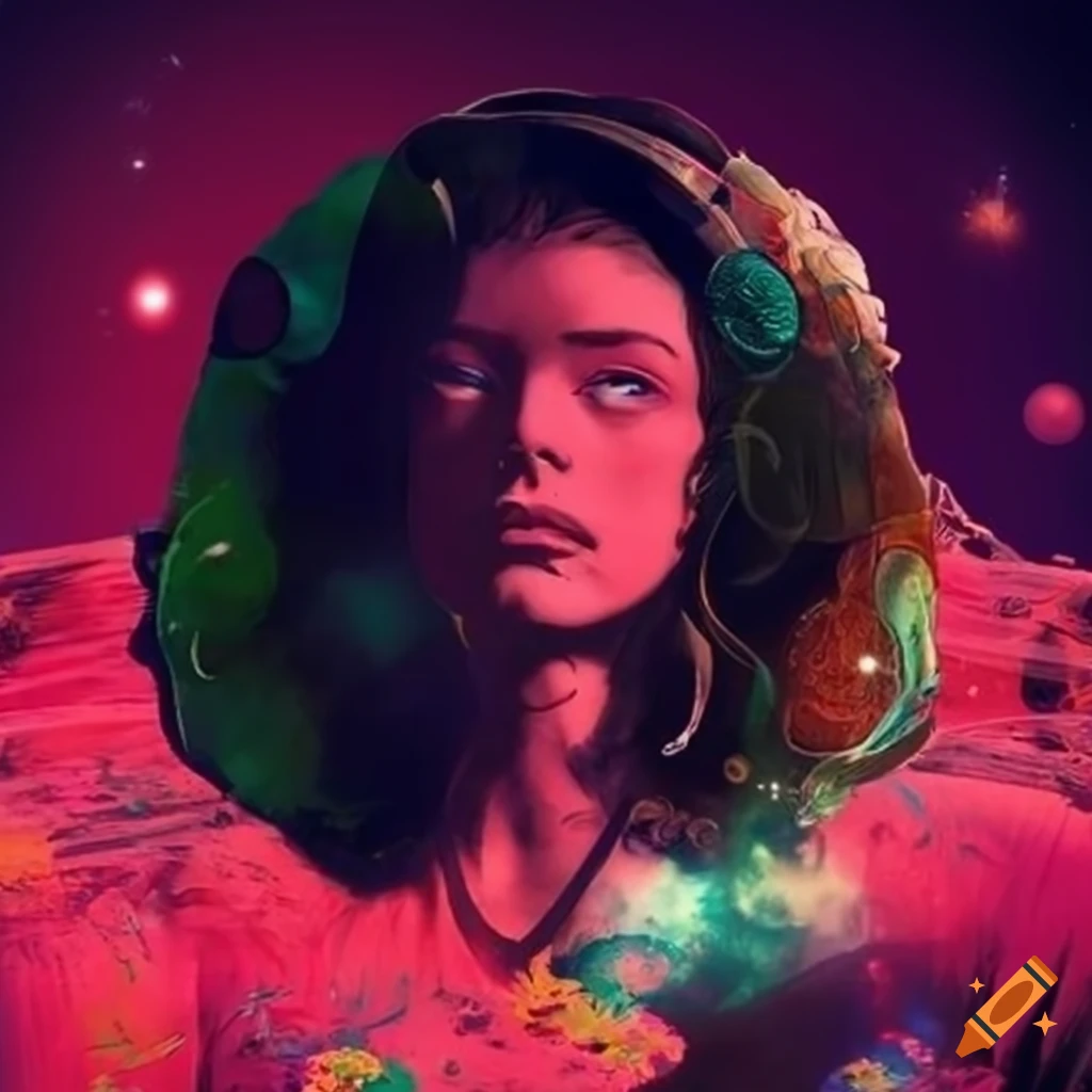 Space themed progressive rock album cover with astronaut and flowers on ...