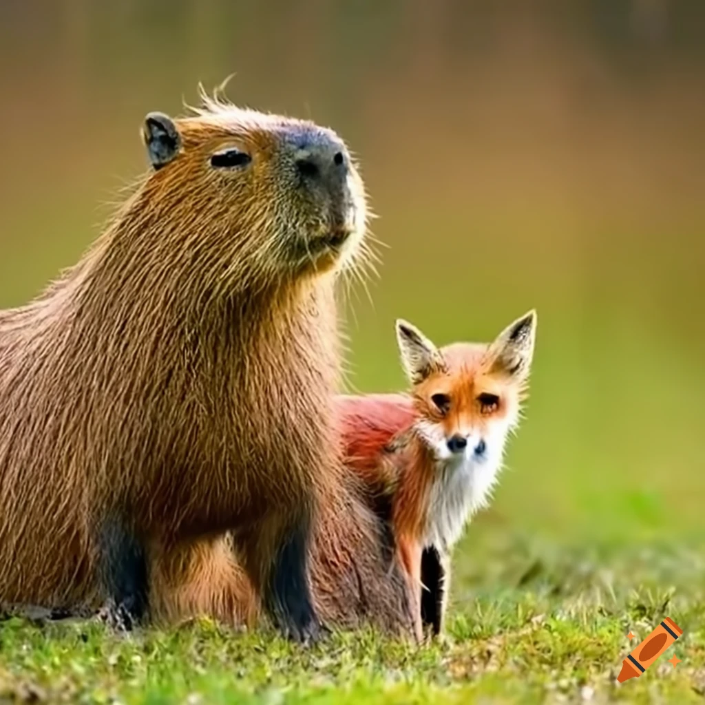 Capybara and a fox on Craiyon