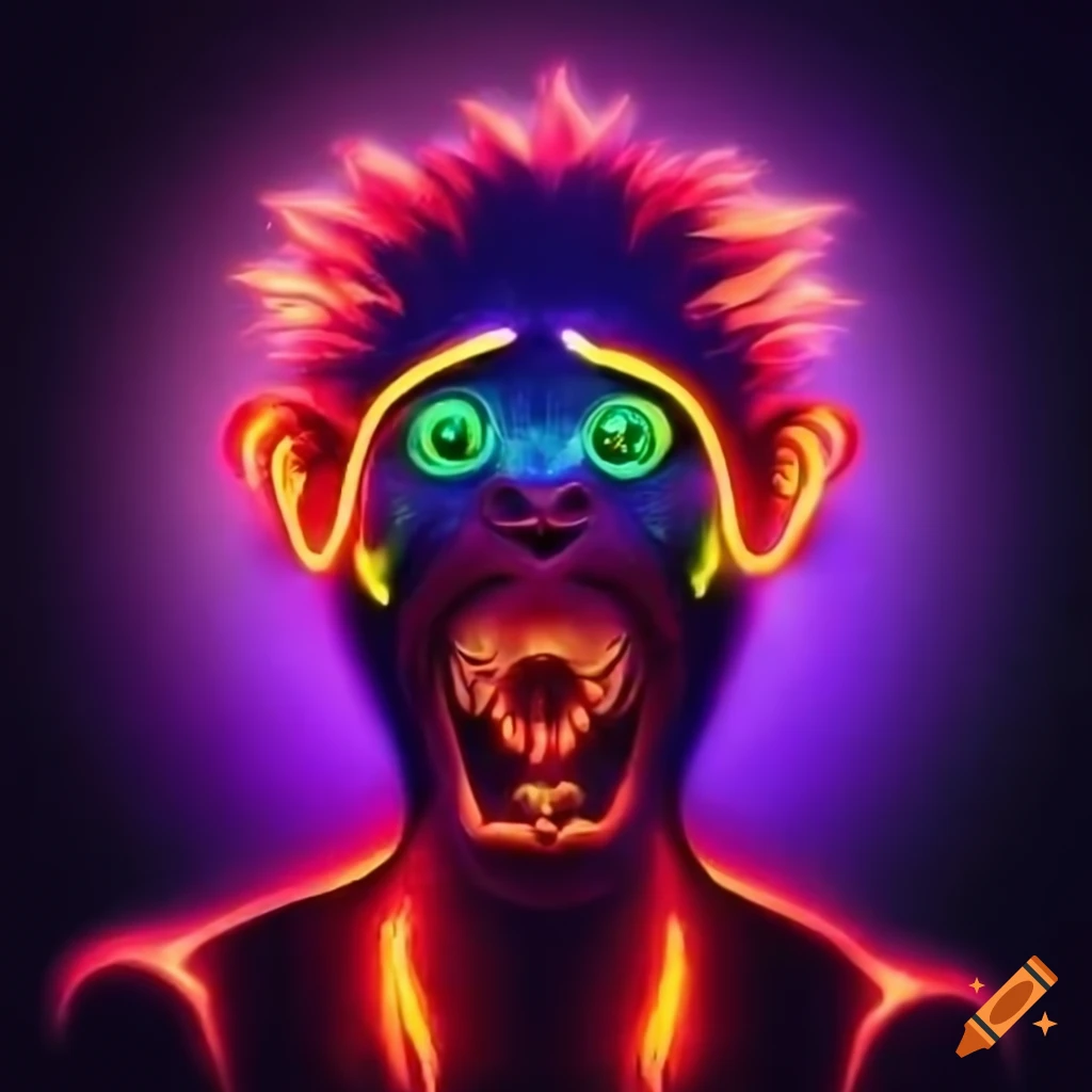 Neon monkey on Craiyon