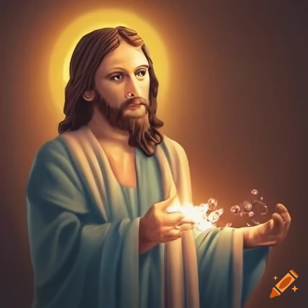 Depiction of jesus offering water on Craiyon